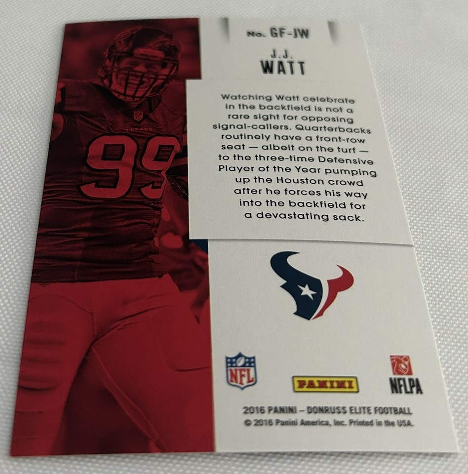 2016 Panini Donruss Elite Football J.J. Watt Houston Texans Game Face ...