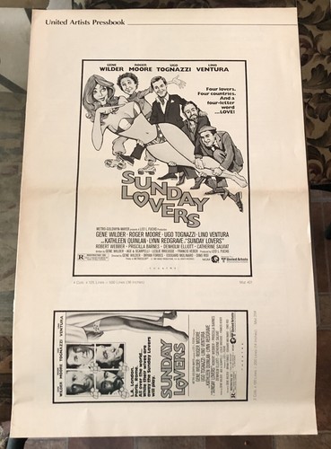 SUNDAY LOVERS (1980) Gene Wilder, Roger Moore Pressbook | eBay