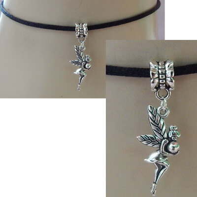 Fairy Choker Necklace Pendant Jewelry Handmade NEW Black Chain Silver ...