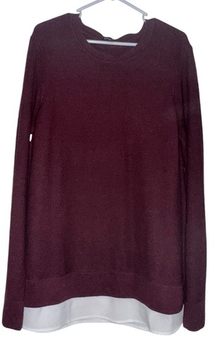 Hilary Radley Womens 2fer Long Sleeve Sweater Sz XXL Burgundy Wine ...
