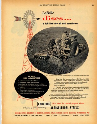 1954 LaBelle Discs/Crucible Ad: Shown on Case VAC-14 Tractor, Eagle ...