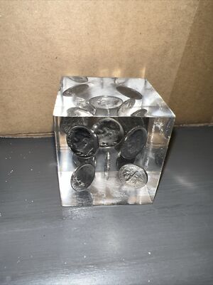 VINTAGE ACRYLIC LUCITE FLOATING DIME CUBE 2 SQUARE 1960's | eBay