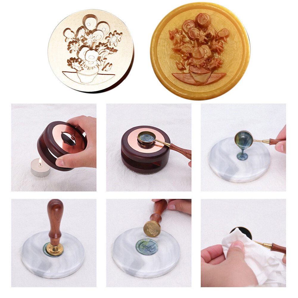 3D Embossed Fire Paint Stamp Head Brass Retro Seal Head DIY Craft Decor ...