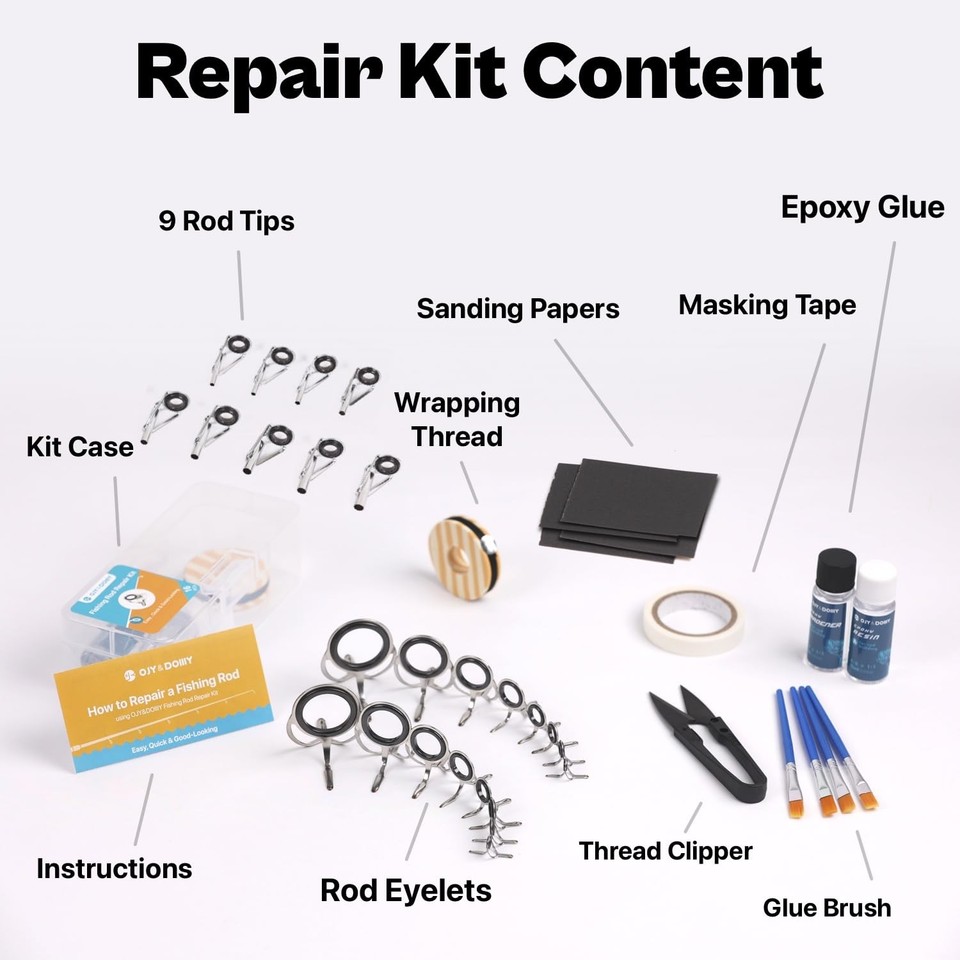 Fishing Rod Eyelet and Tip Repair Kit for Fishing Pole Eye Replacement ...