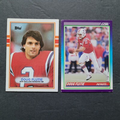 DOUG FLUTIE CARDS 1989 Topps #198 & 1990 Score #535 Both New England ...