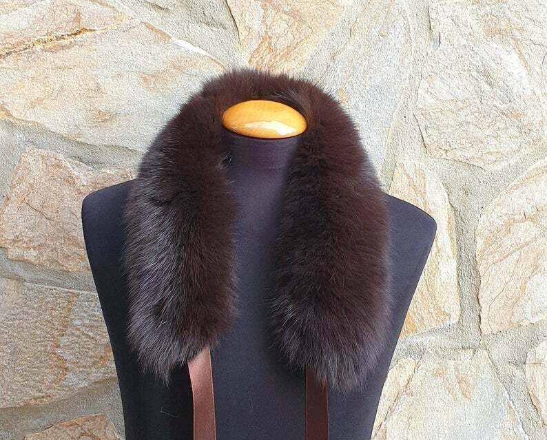 Real fur collar,brown fox fur collar,fox fur collar ribbon | eBay