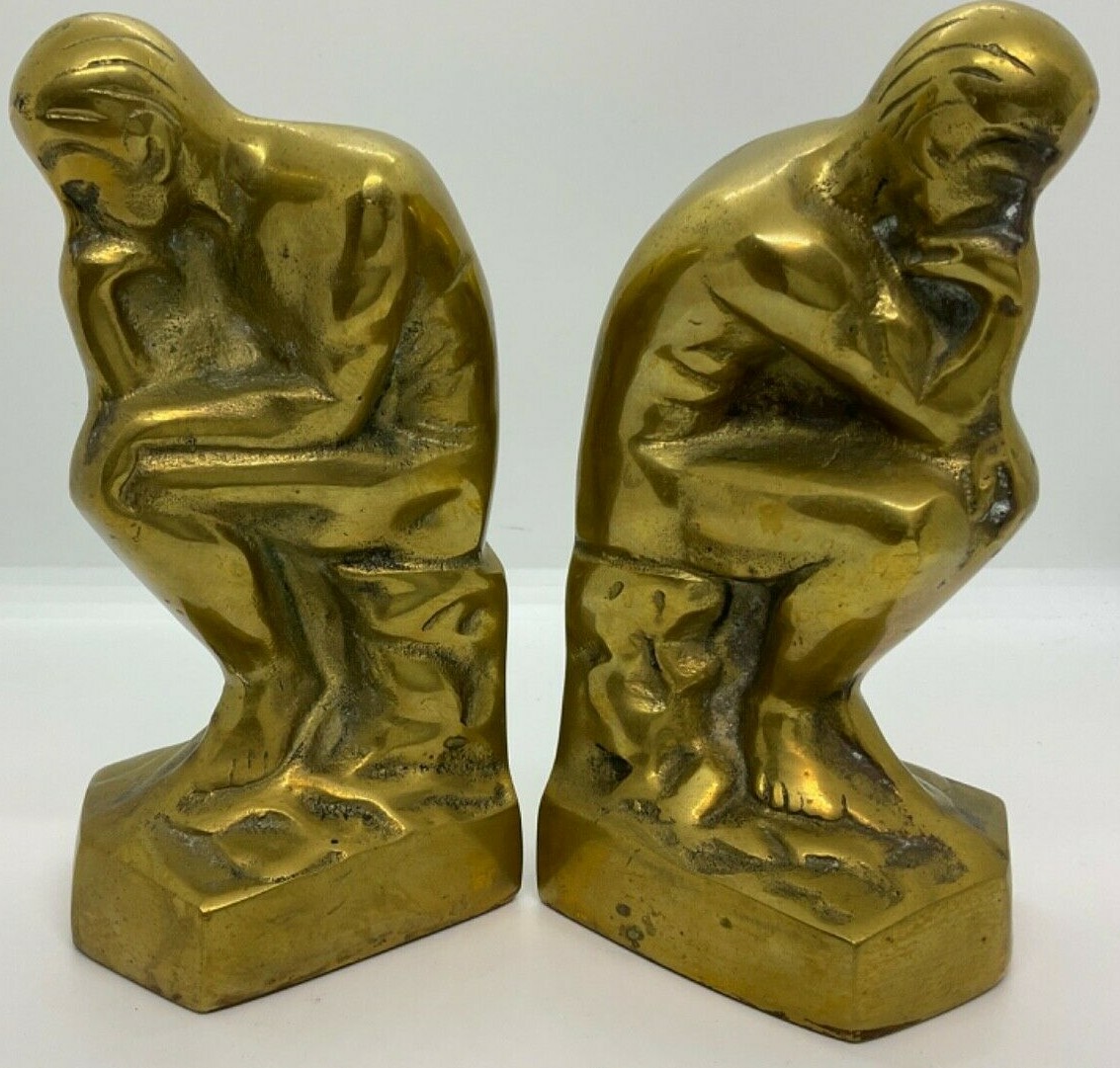 Vintage Brass Bookends Male Pair Modeled After Rodin’s The Thinker ...