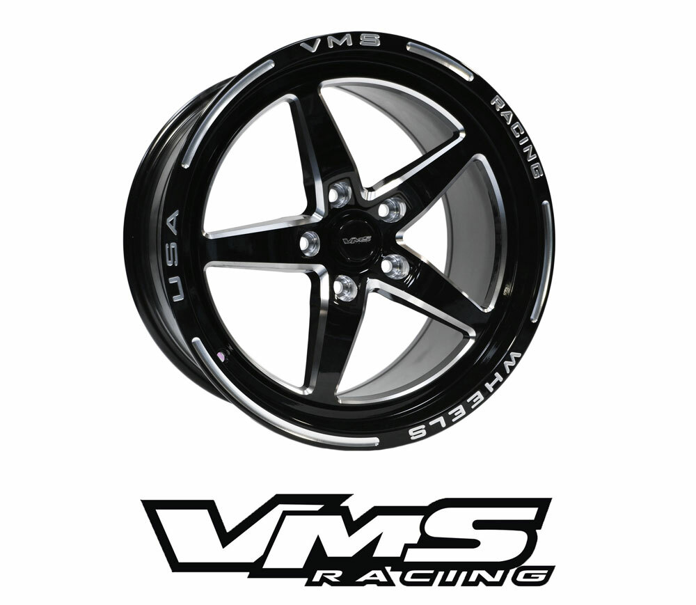 VMS Black Star 5 Spoke 17x10 (54ET) 5x114.3 Drag Racing Wheels For 05 ...