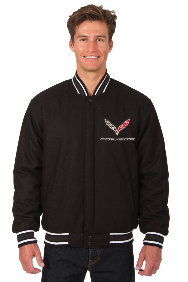 Corvette Wool Reversible Jacket With Embroidered Patches Logo JH Design ...