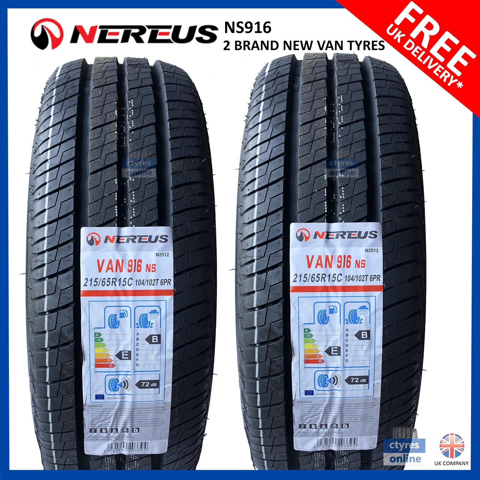 2X New 215 65 15 C 215/65R15C VAN TYRES 104/102T NEREUS NS916 (2 TYRES ...