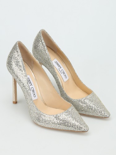 NIB NEW Jimmy Choo Romy 100 pumps glitter champagne gold 37 38 $675+ | eBay