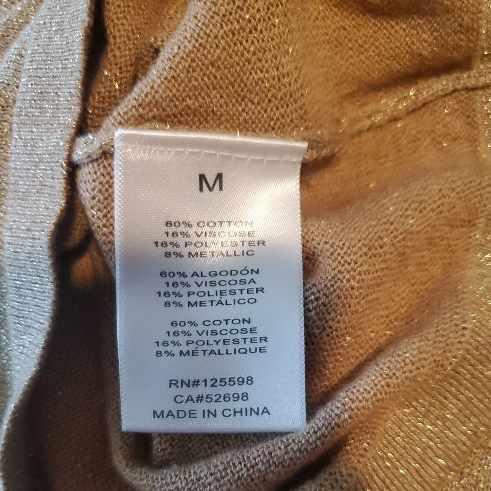 Ellen Tracy Gold Metallic Glitter Top Sleeveless Size Medium Holiday ...