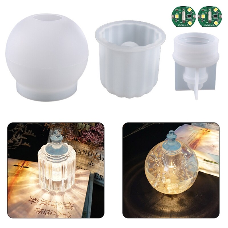 Diy Crystal Epoxy Bulb Silicone Mold Lamp Holder Mold Pendulum Table ...