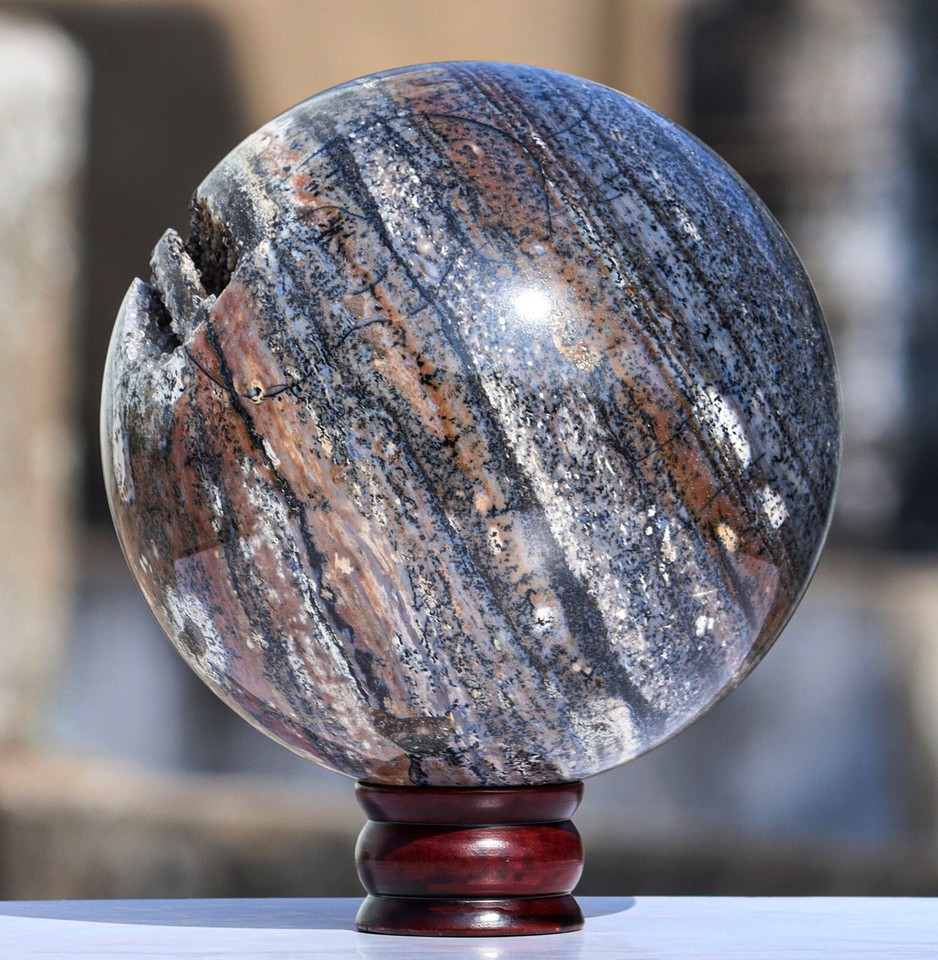 170MM Dendritic Jasper Crystal Sphere Geode Sonoran Rhyolite Healing ...