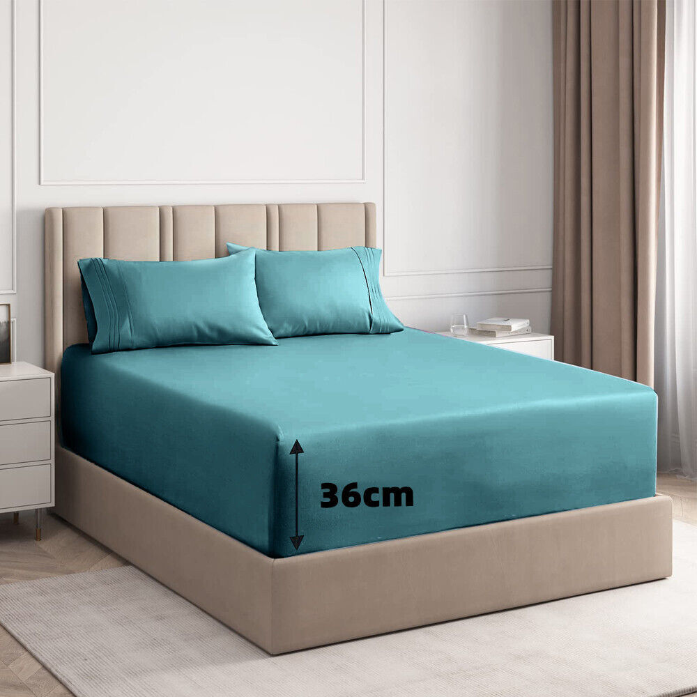 2200TC Ultra Soft Fitted Sheet Set Single/KS/Double/Queen/King/SK Bed ...