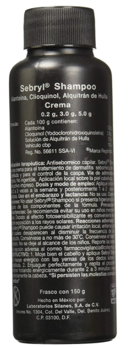 SEBRYL SHAMPOO 150 grs Shampoo: anti dandruff / anti seborrheic ...