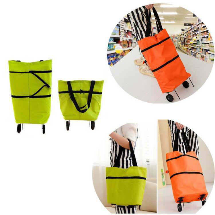 Foldable Shopping Bags Reusable Pull Cart Trolley Bag With Wheels ...