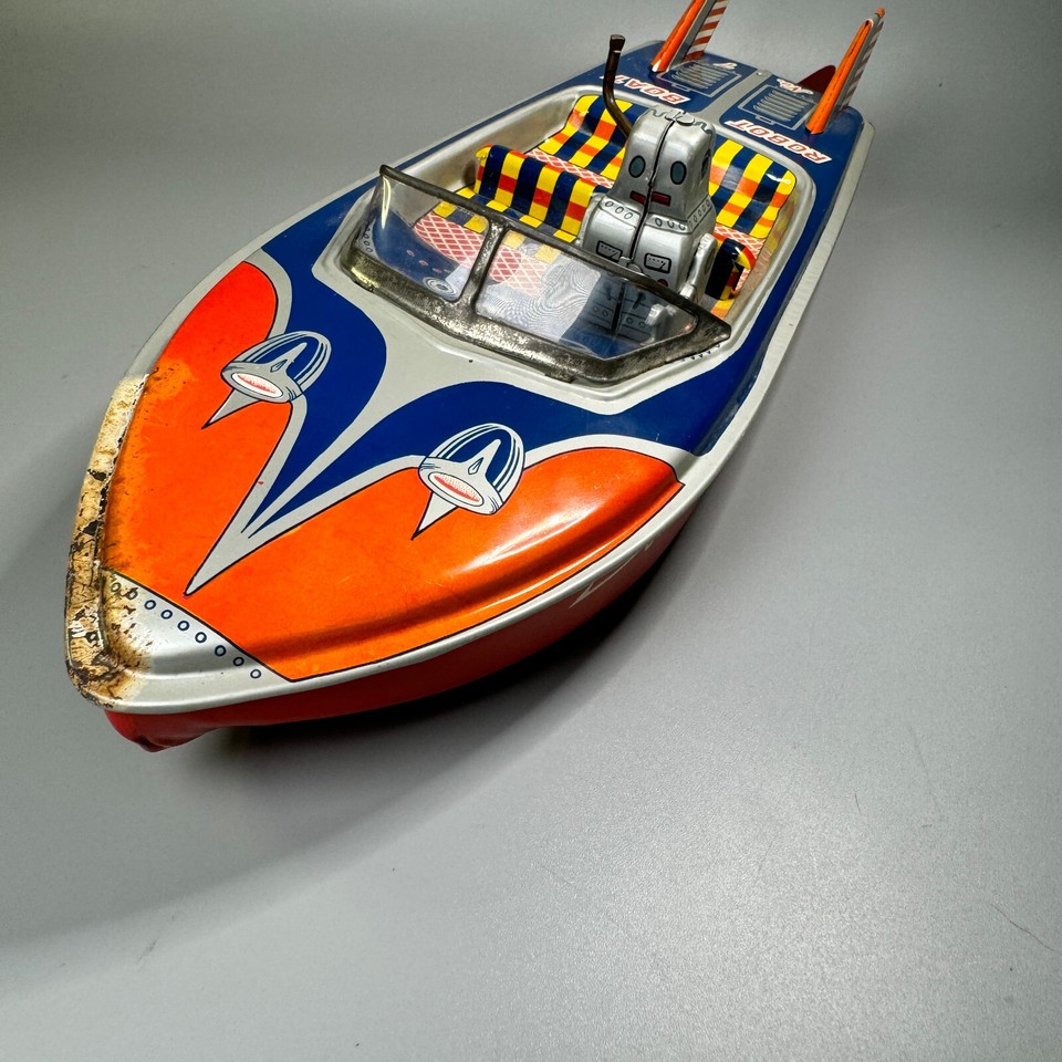 1959 Rare Vintage Marusan Tin Litho Robot Boat / Speed Boat No. 7 ...