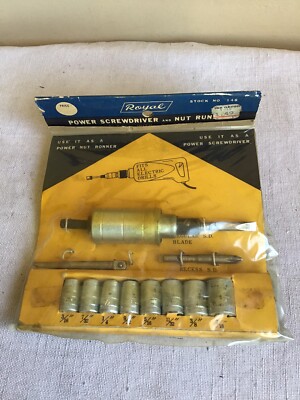 Vintage NOS Royal Power Screwdriver And Nut Runner With 8 Sockets Model ...