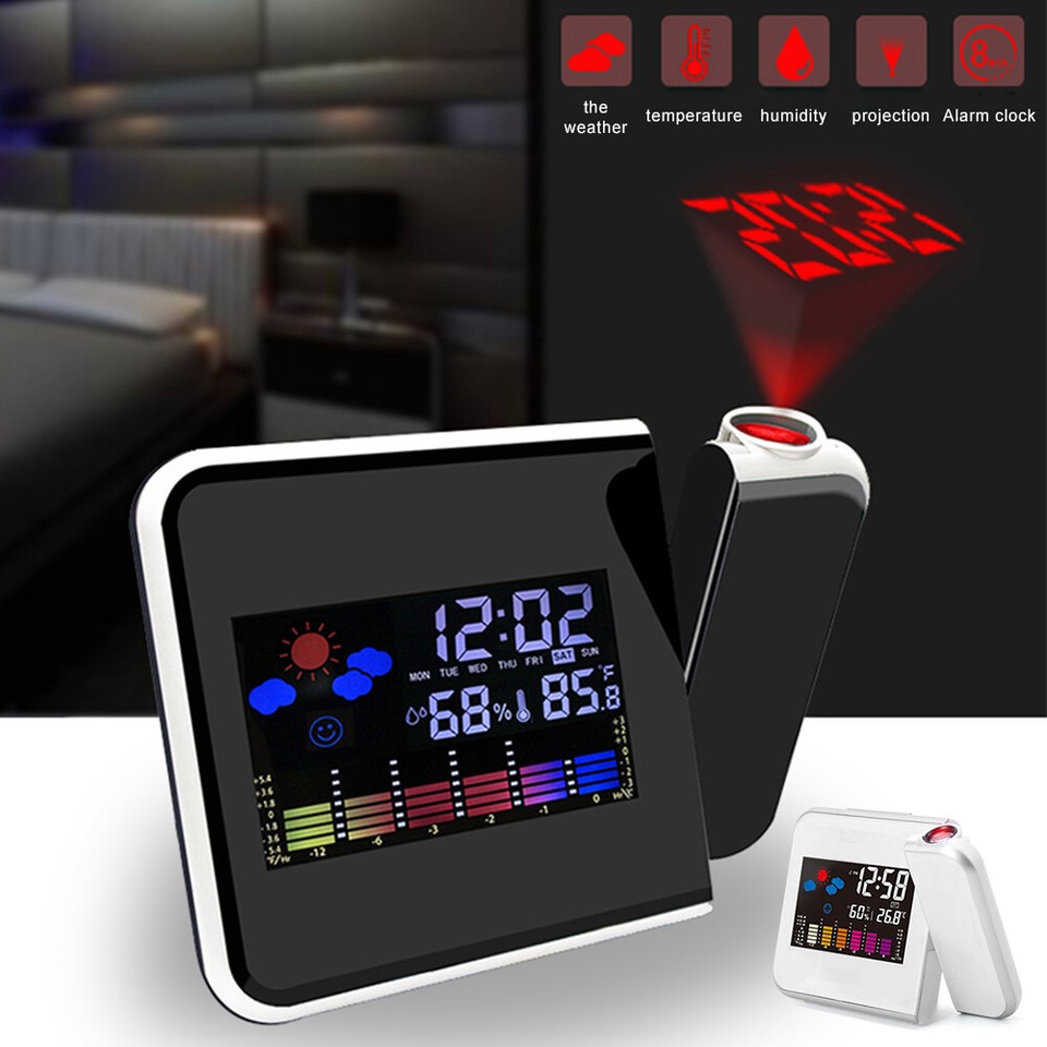 Projection Alarm Clock Weather Station Thermometer Temperature Humidity ...