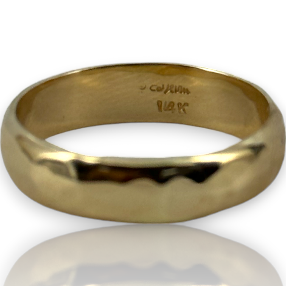 Ed Levin 14kt 585 Yellow Gold Perfect Hammered Band Wedding Ring Size 8 ...