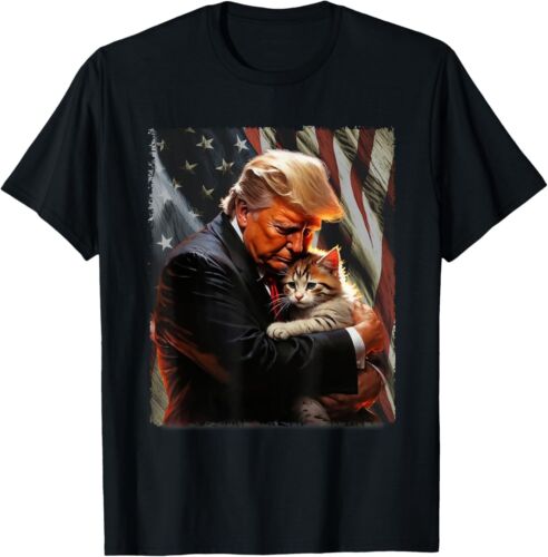 Trump Hugging a Cat 2024 Make Cats Safe Again T-Shirt | eBay