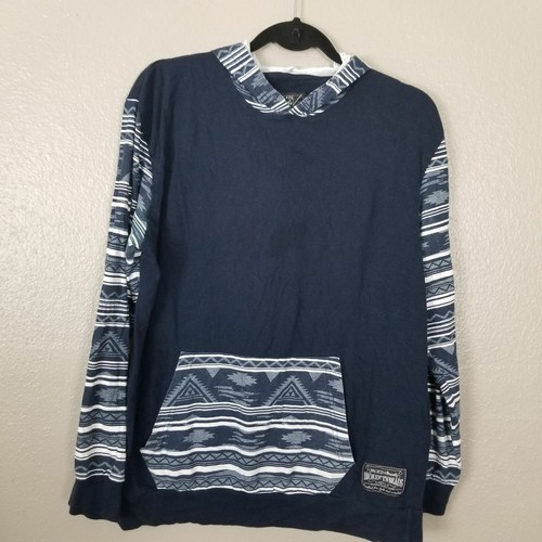 Broken Threads Womens Blue Tribal Print Lightweight Long Sleeve Hoodie ...