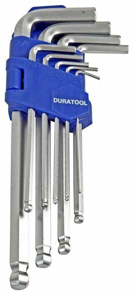 9pc Allen Key Set Hex Socket Set Imperial Ball End Long Heavy Duty ...