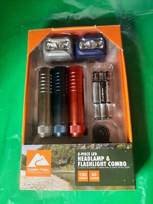 Ozark trail 5 pcs. led headlamp & flashlight combo camping hiking | eBay