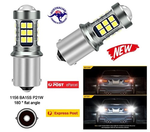 2x BA15S 1156 Led Light Bulb Brake Reverse Turn Stop Tail Car White ...