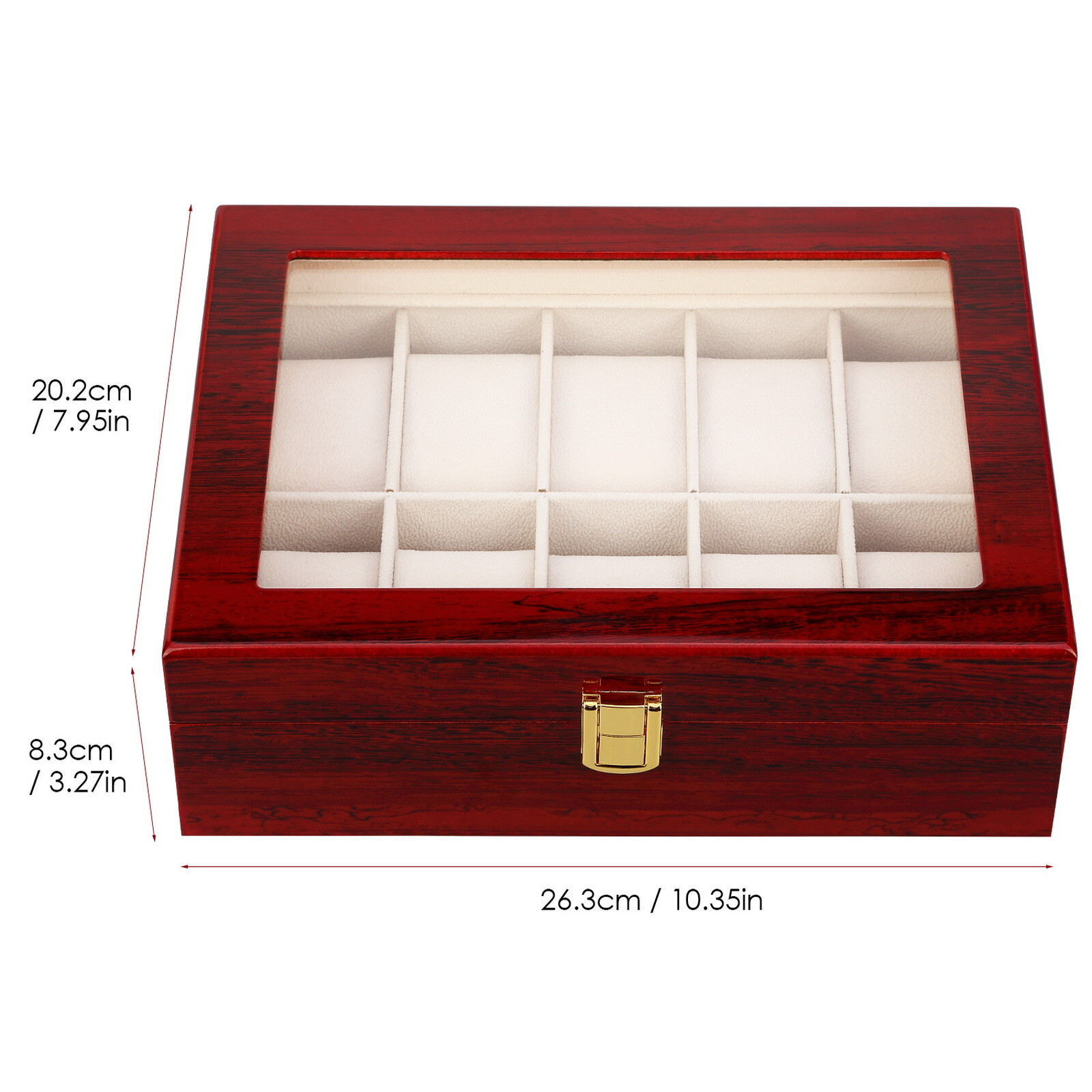 10 Slots Watch Box Wooden Organizer Jewelry Display Collection Holiday ...