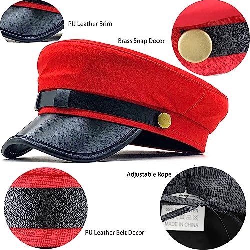 Women Tweed-Plaid-Newsboy Fiddler Cap Classic Medium-Large Red With ...