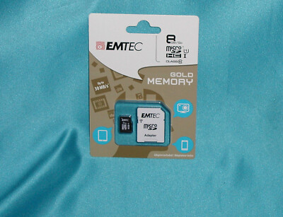 EMTEC 8GB Micro SD Gold Memory Card Adapter ECMSDM8GHC10 ...