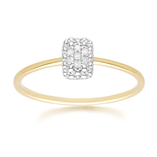 Diamond Pave Rectangle Ring 9ct Yellow Gold | eBay Australia