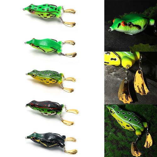 Rotatable Frog Flippers Frog Jig Soft Bait Sea Ice Fishing Lure 12cm ...