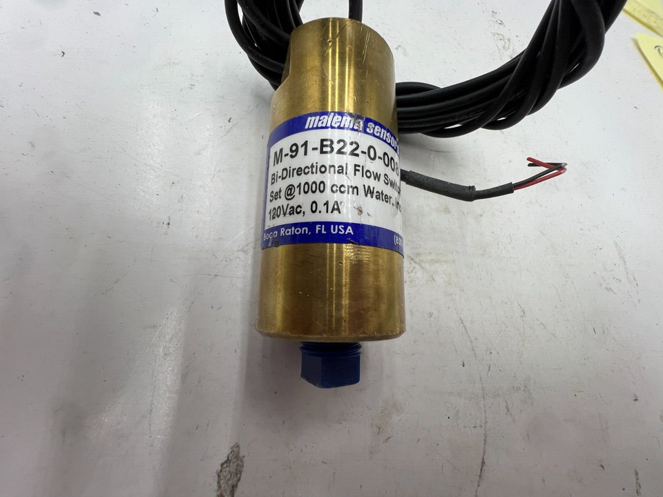 Genuine Malema Bi-Directional Flow Switch Sensor M-91-B22-0-008 120VAC ...