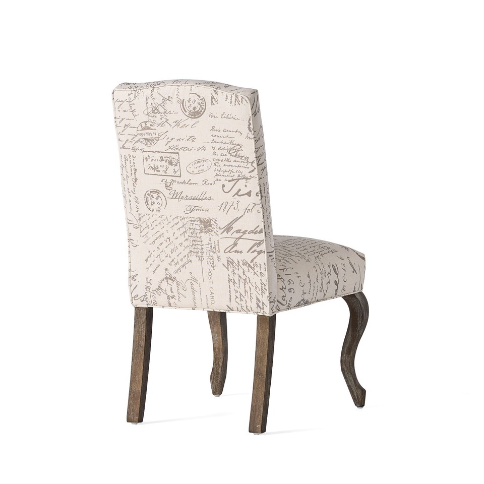 Crown Back French Script Beige Fabric Dining Chairs (Set of 2 ...