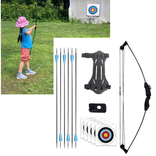 18 lbs Archery Compound Bow and 6 Arrow Set for Youth Kids Beginner Bow ...