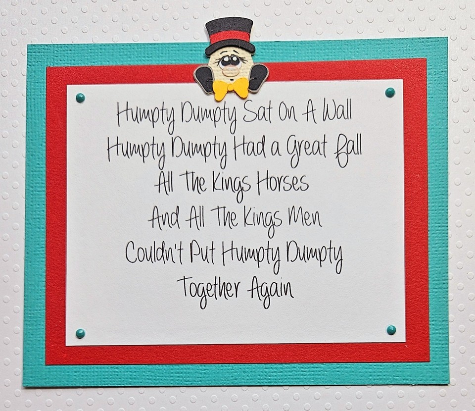 Humpty Dumpty Nursery Rhyme. Scrapbook, Card making Paper Piecing | eBay