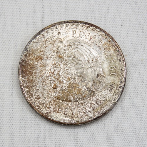 Vintage 1947 Mexico 5 Pesos Silver Foreign Coin Cuauhtemoc Aztec ...