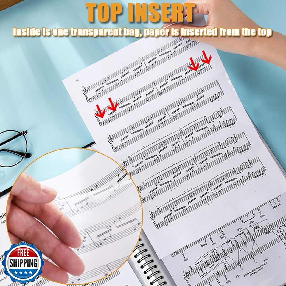 ZUOAIYOOS Spiral Binder Music File Folder, 80Pages A4 Size Sheet Music ...