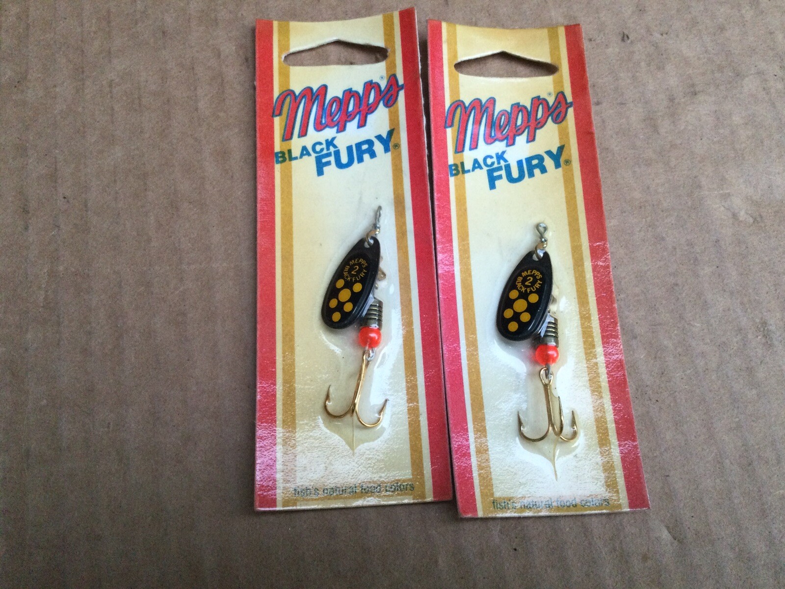 (2) MEPPS BLACK FURY SPINNERS SIZE #2 GOLD YELLOW Trout Panfish NOS ...
