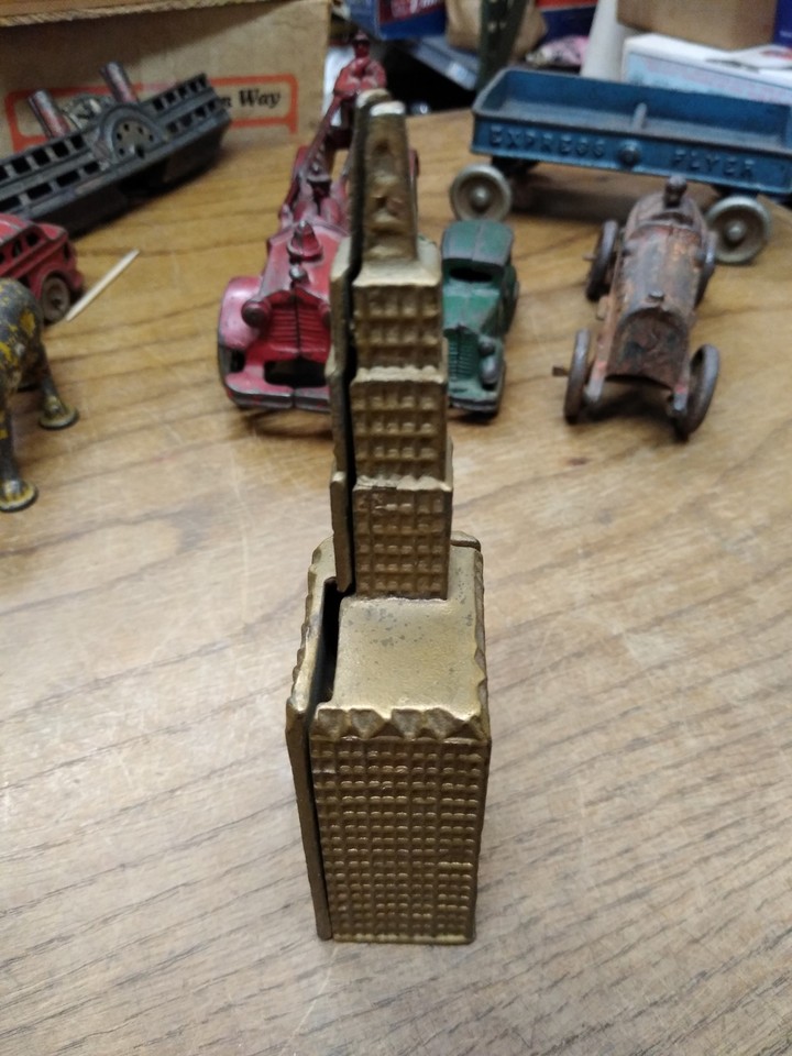 Vtg AC Williams? Cast Iron Sky Scraper Coin Bank Building Original ...
