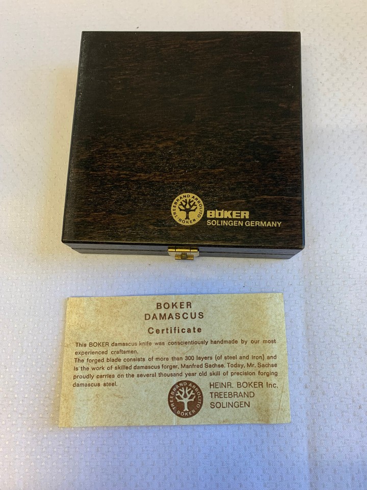 Boker Knife Damascus Folding Pocket in Box w/ COA 4.5" Handmade Manfred ...