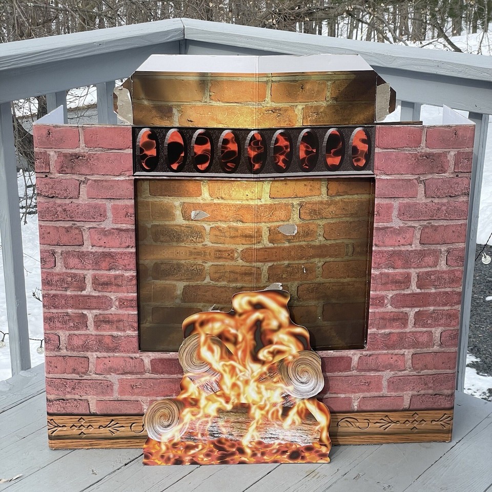 Cardboard Christmas Fireplace Mantel Shelf Seasonal Xmas Pop Up Prop ...