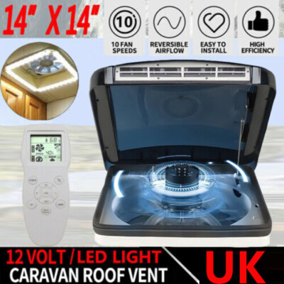 14" RV Roof Vent Fan - Low Noise, Remote Control, Rain Sensor,10Speed ...
