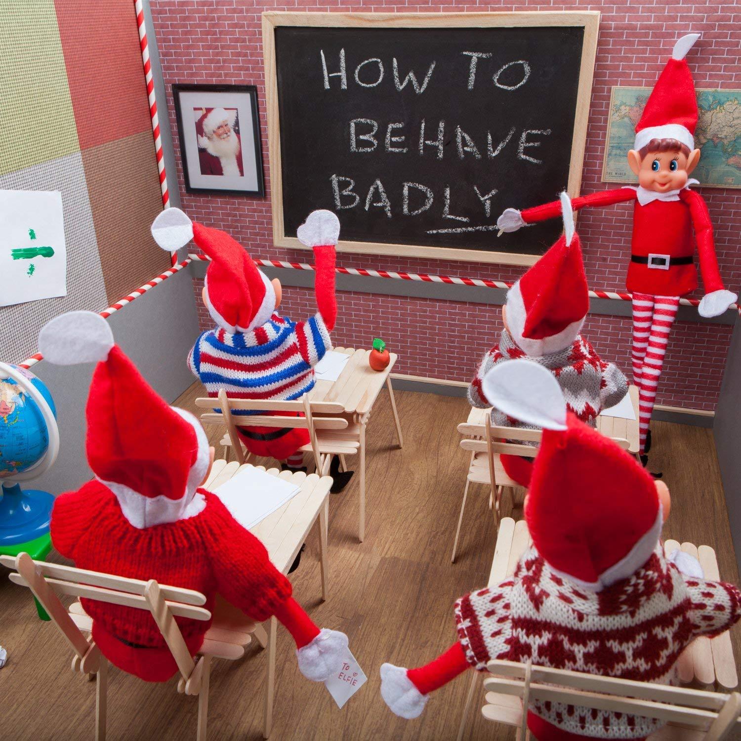 ELVES BEHAVING BADLY 12" RED XMAS SHELF ELF NAUGHTY LITTLE BOY ELFIE ...