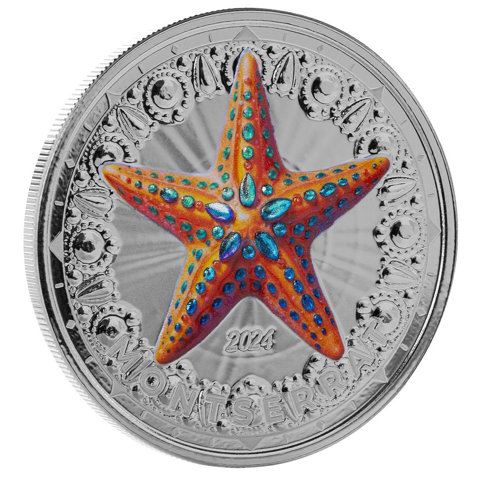 2024 1 oz Montserrat Starfish Colorized .999 Silver Proof coin ...