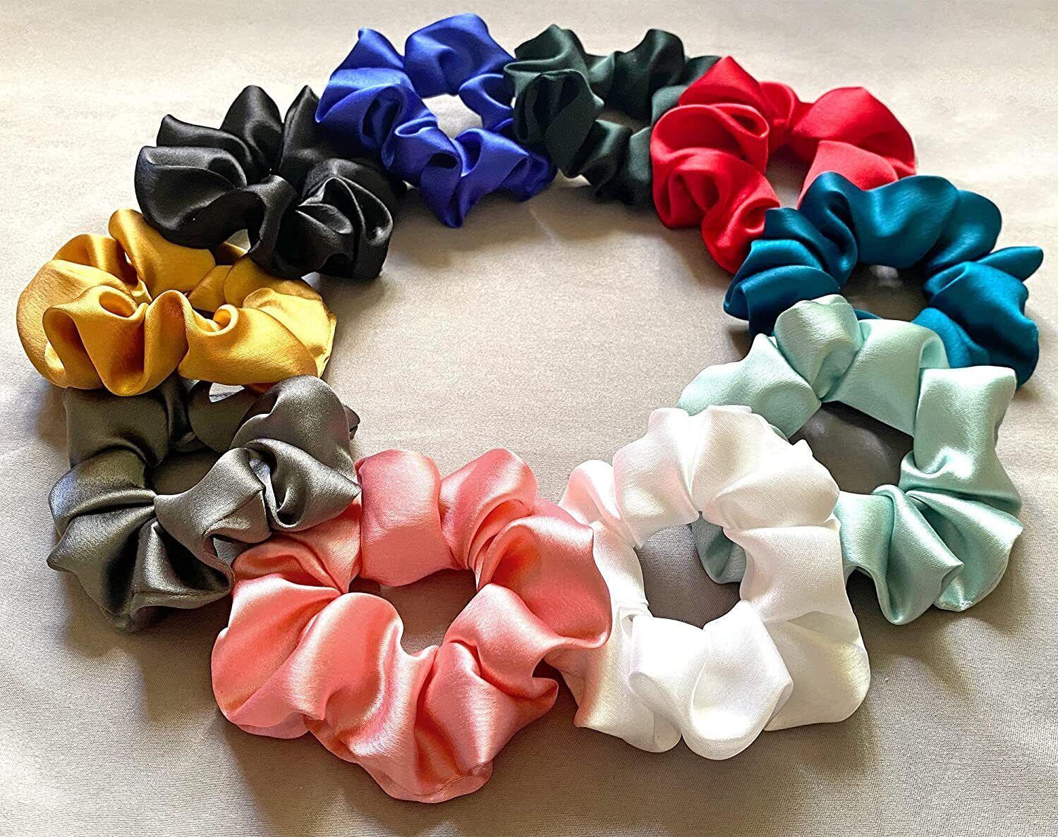 Fancy Satin Scrunchies Hair Ties Multicolor For Women & Girls Pack Of ...