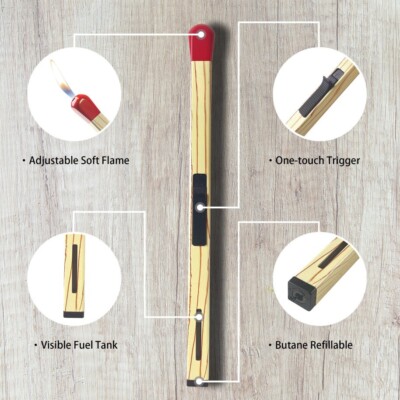 3 PACK Match Stick Shaped Multipurpose Butane Lighter BBQ Candle ...